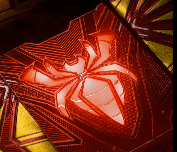 Spider-Man: Iron Spider Armor (Crimson Red Holo Gilded) Playing Cards ...