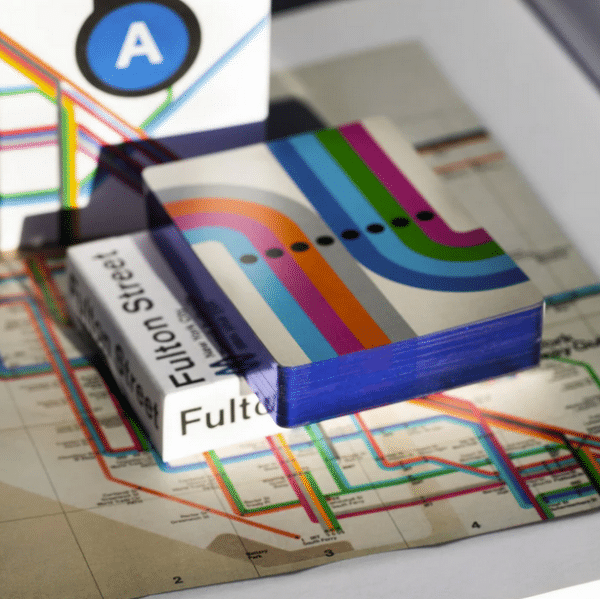 Fulton Street MTA (Blue Gilded 1 of 20) 1972 Vignelli Map Playing Cards ...